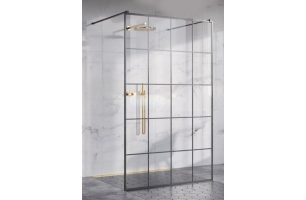 Brusevæg med sorte sprosser, køb brus på flottebade.dk